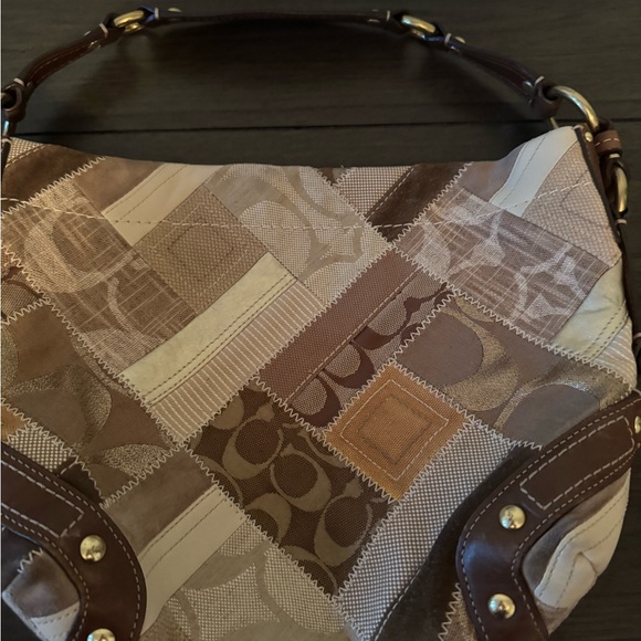 Coach | Bags | Coach Patchwork Shoulder Bag In Brown And Tan | Poshmark